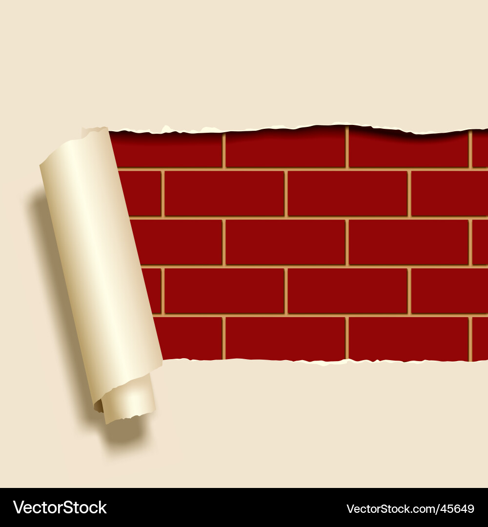 Ripped paper on brick wall Royalty Free Vector Image