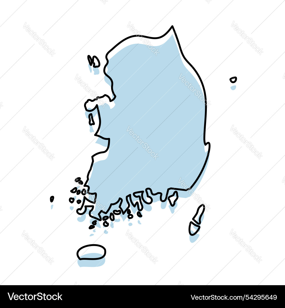 South korea map with body and outline Royalty Free Vector