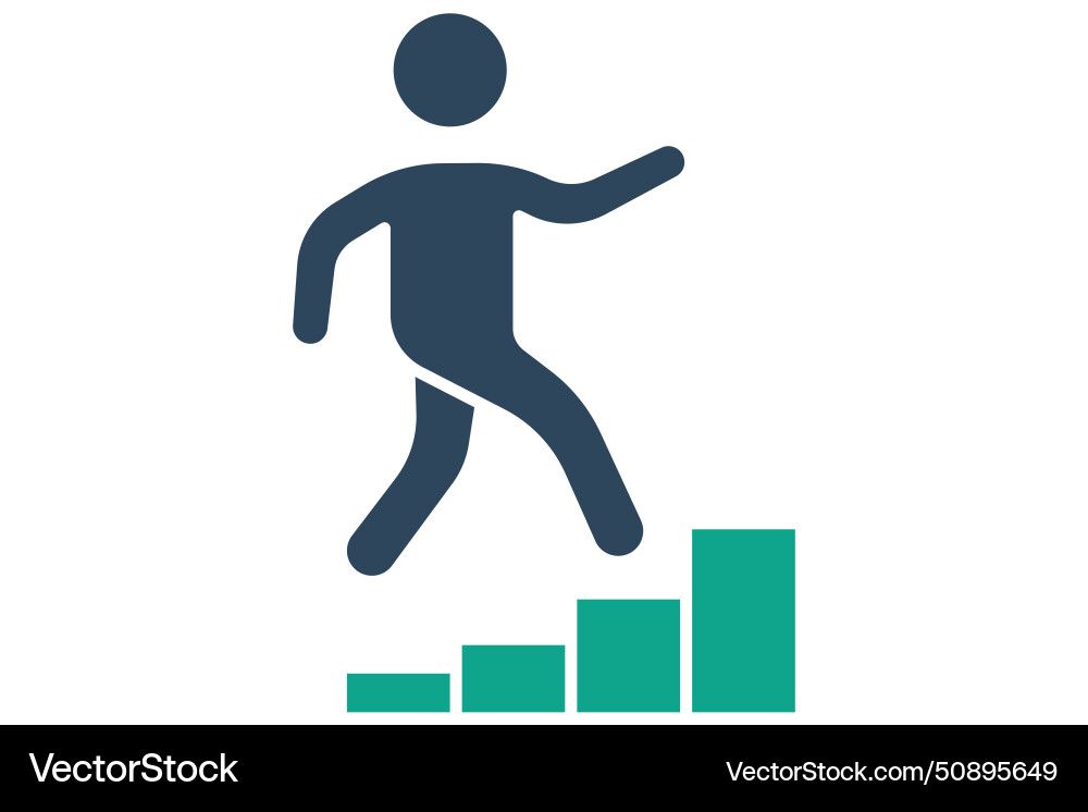 Step icon people climb stair related Royalty Free Vector