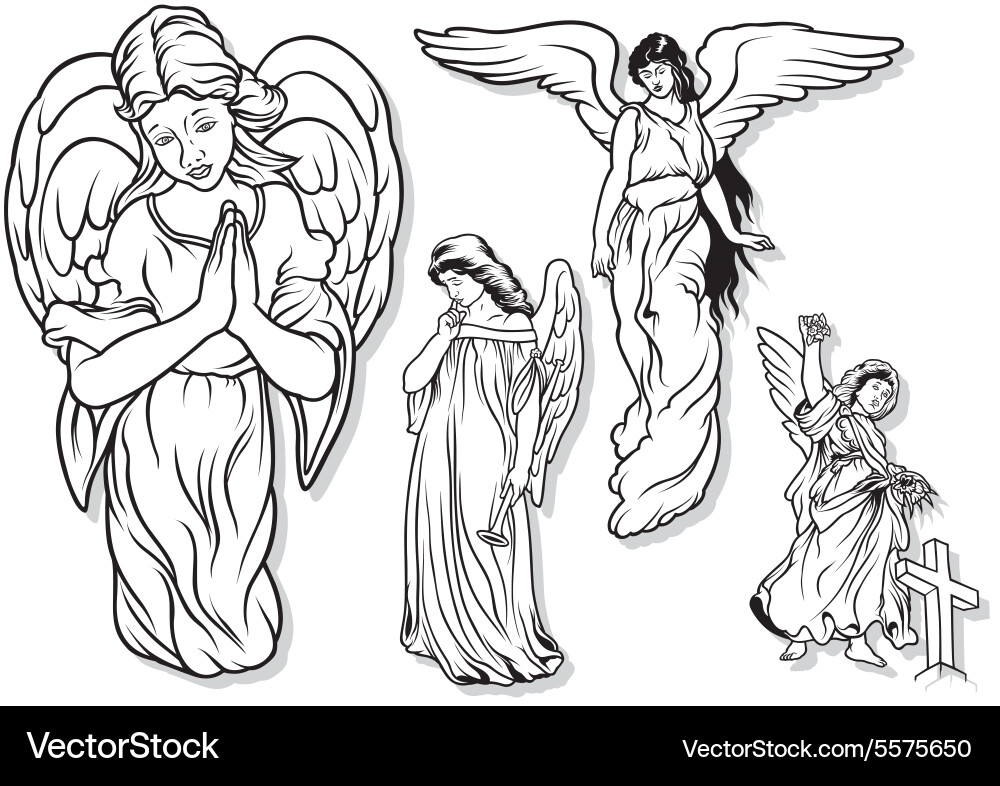 Angel set Royalty Free Vector Image - VectorStock