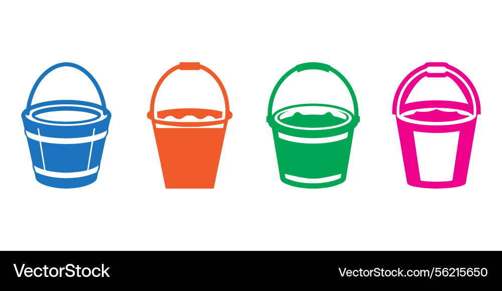 Bucket icons silhouette Royalty Free Vector Image