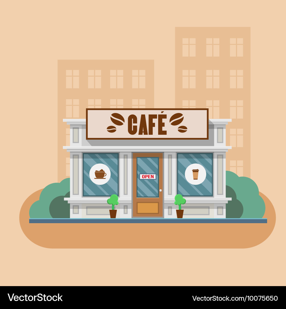 Cafe building Royalty Free Vector Image - VectorStock