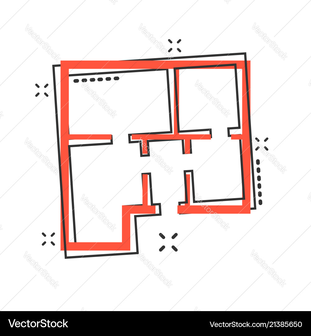 Cartoon house plan icon in comic style architect Vector Image