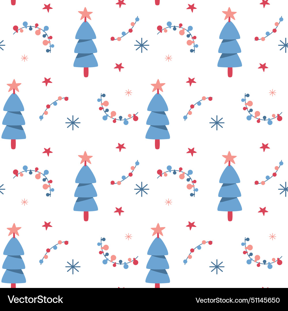 Cute festive seamless pattern with christmas tree Vector Image