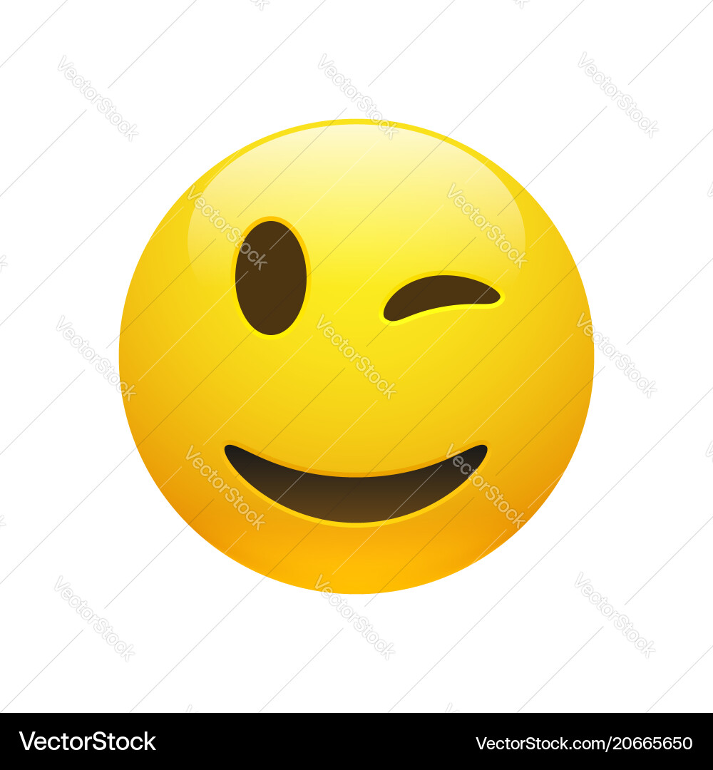 Emoji yellow smiley winking face Royalty Free Vector Image