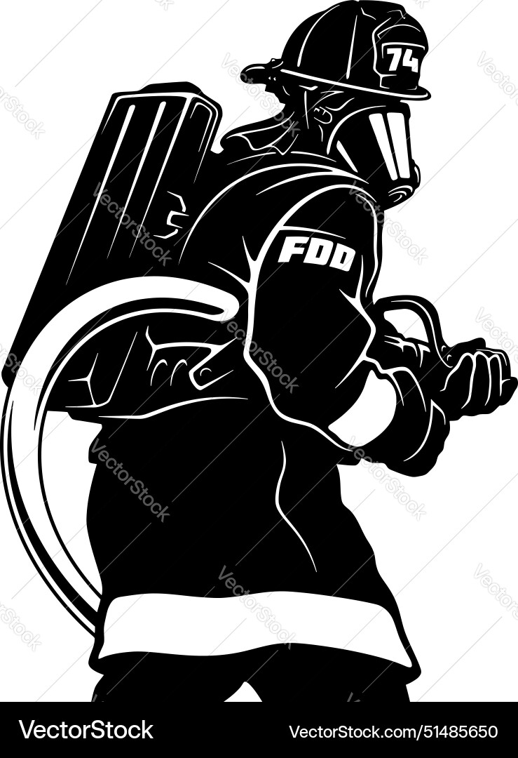 Fireman firefighter stencil black Royalty Free Vector Image