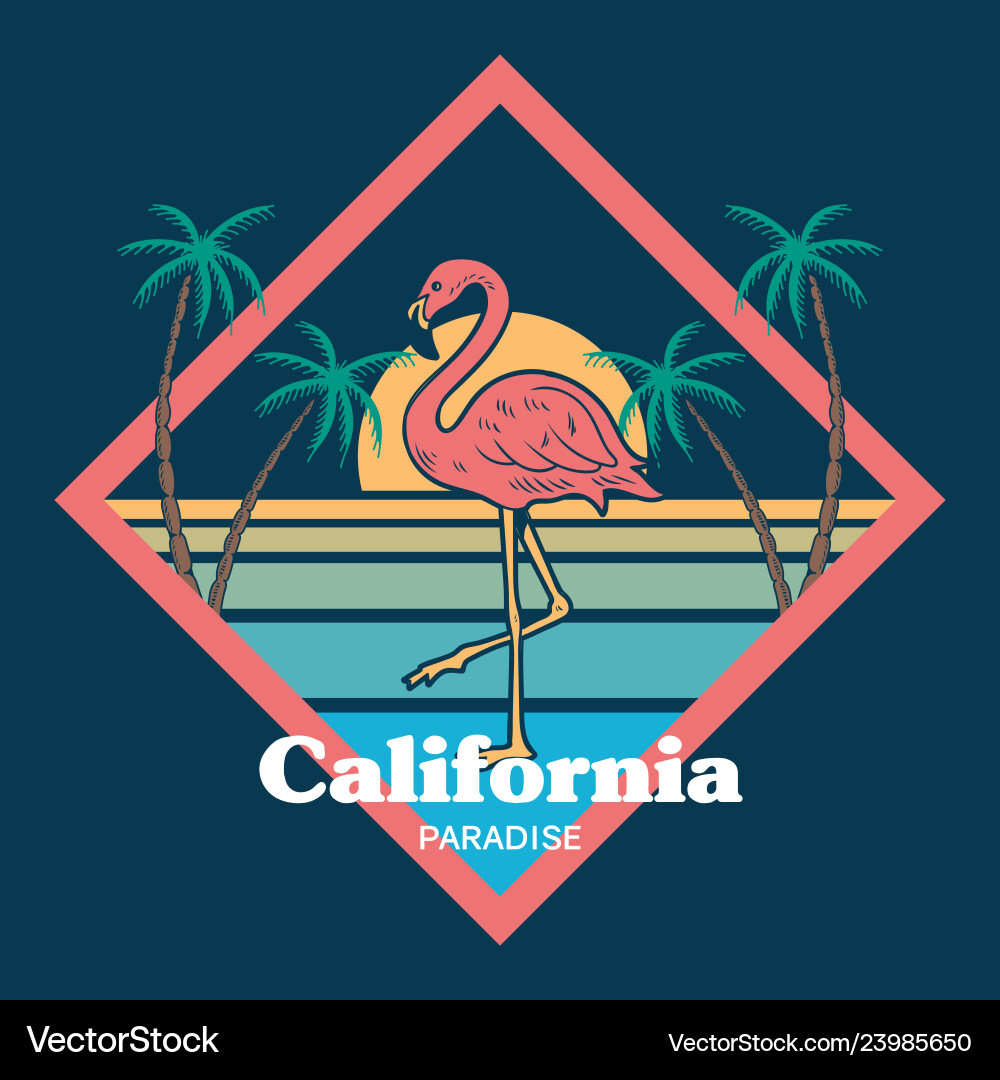 Flamingo sunset print Royalty Free Vector Image