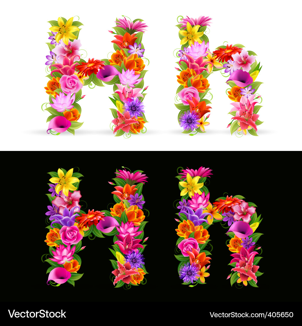 Flower font Royalty Free Vector Image - VectorStock