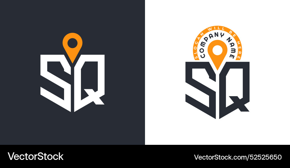 Sq location logo bundle letter dual icons Vector Image