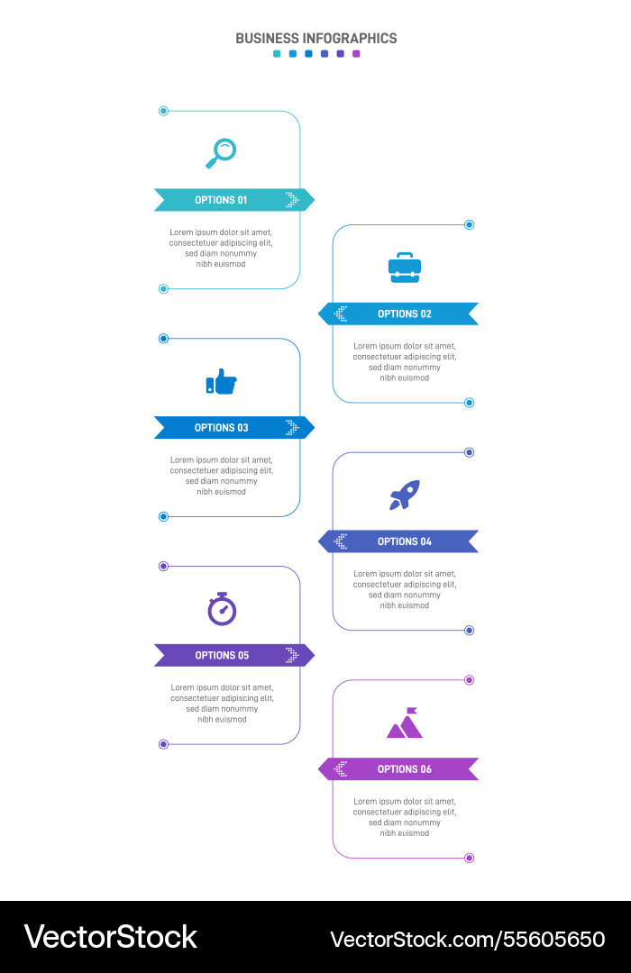 Vertical progress bar featuring 6 arrow-shaped Vector Image