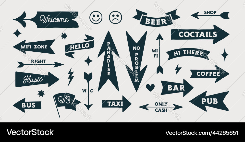 Arrow set vintage sign Royalty Free Vector Image