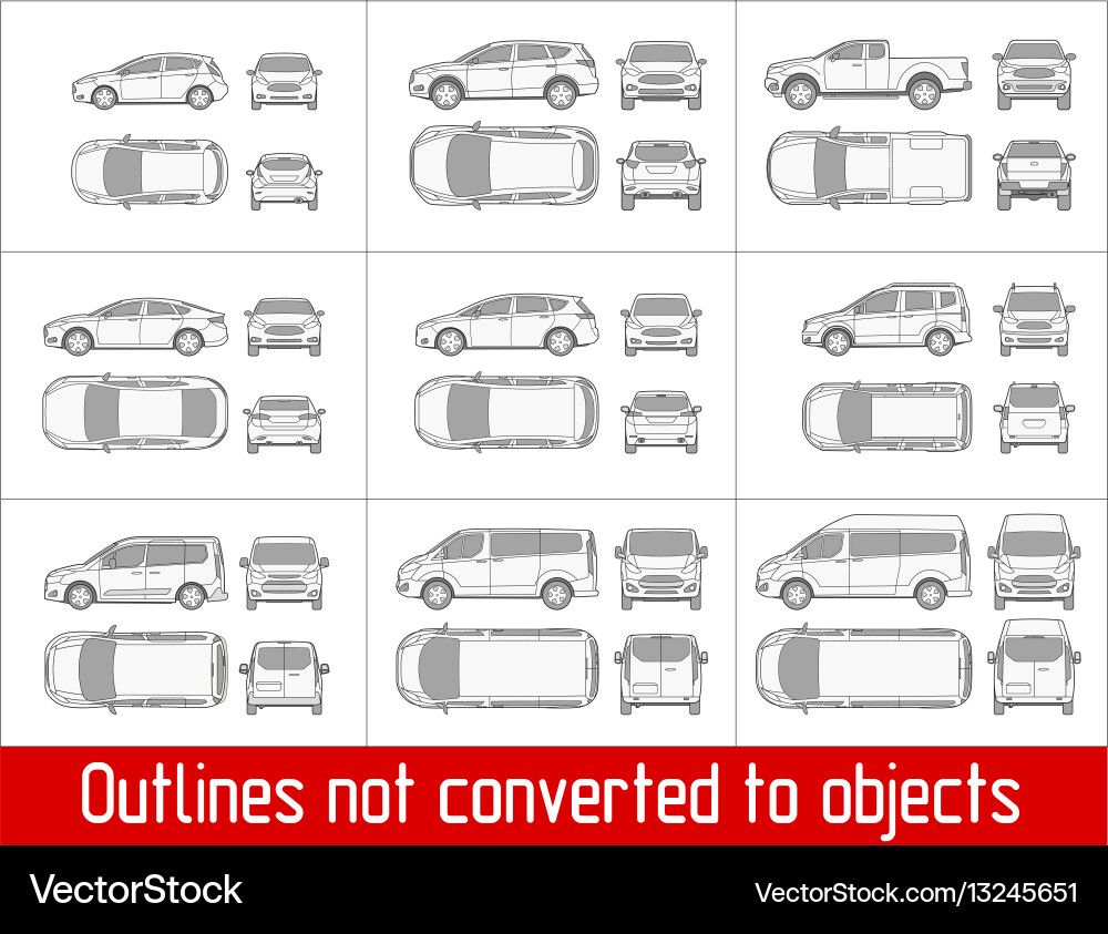 Automotive Vehicle Outlines Royalty Free Vector Image