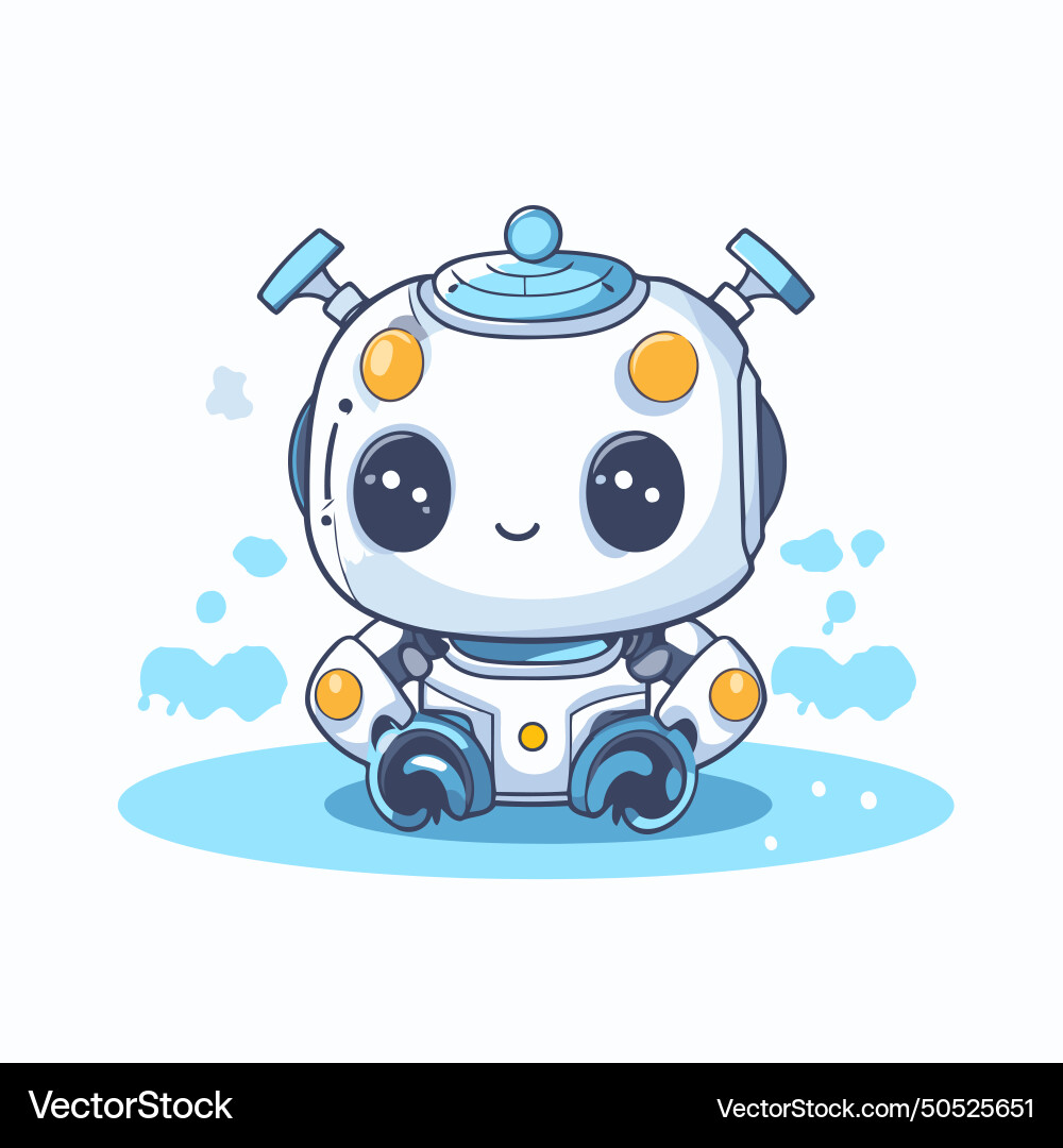 Cute cartoon robot little Royalty Free Vector Image