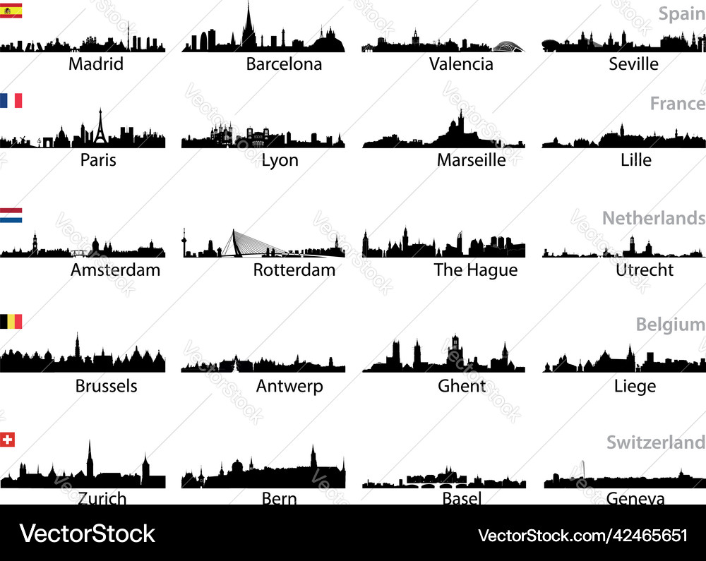 European City Skylines Royalty Free Vector Image