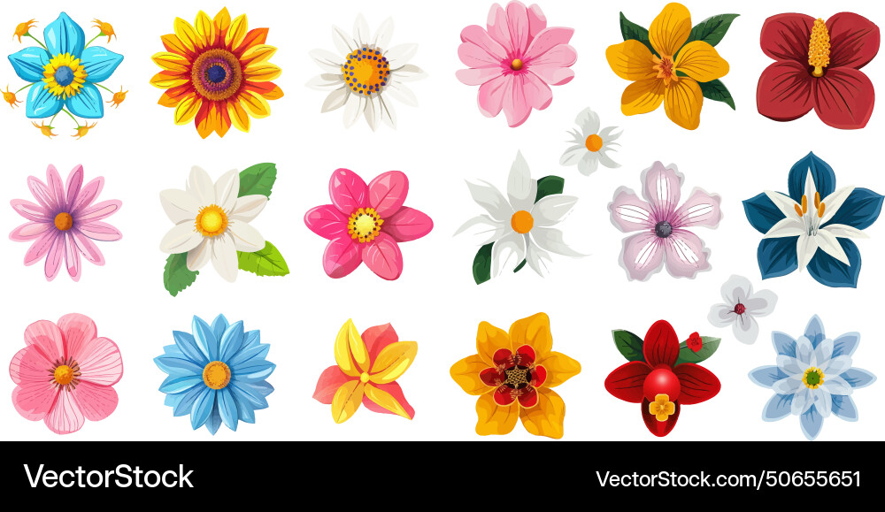 Flower icon set Royalty Free Vector Image - VectorStock