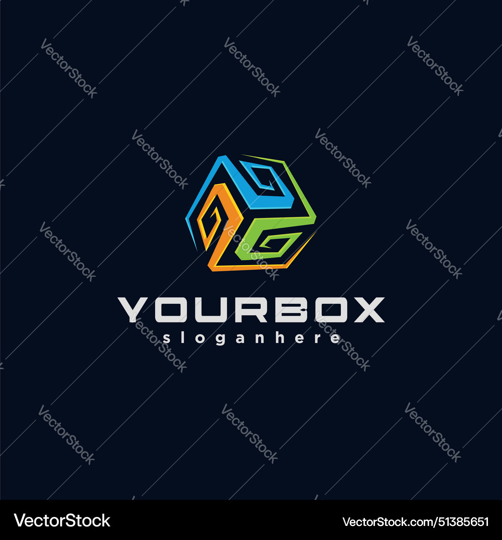 Lhexagon cube tech logo design technology digital Vector Image