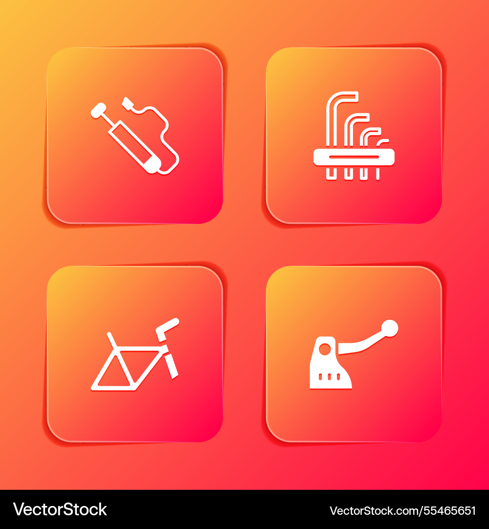 Set bicycle air pump tool allen keys frame Vector Image