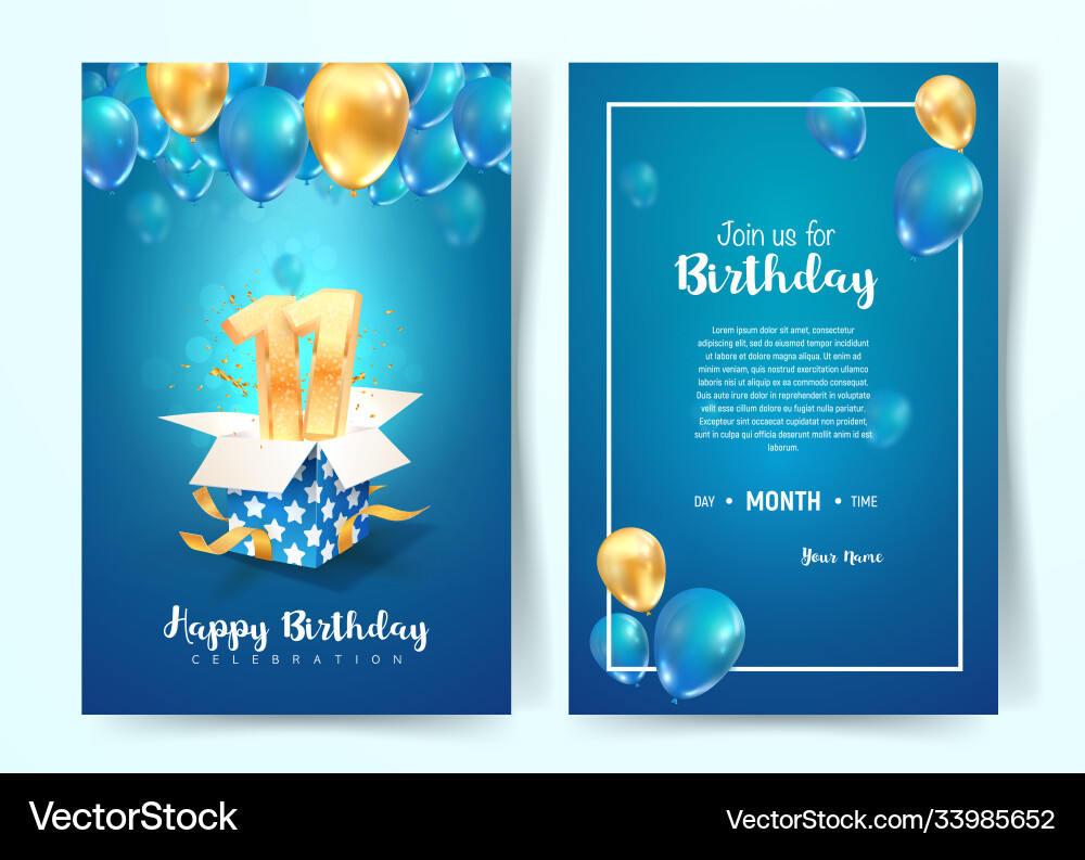 Celebration 11th years birthday Royalty Free Vector Image