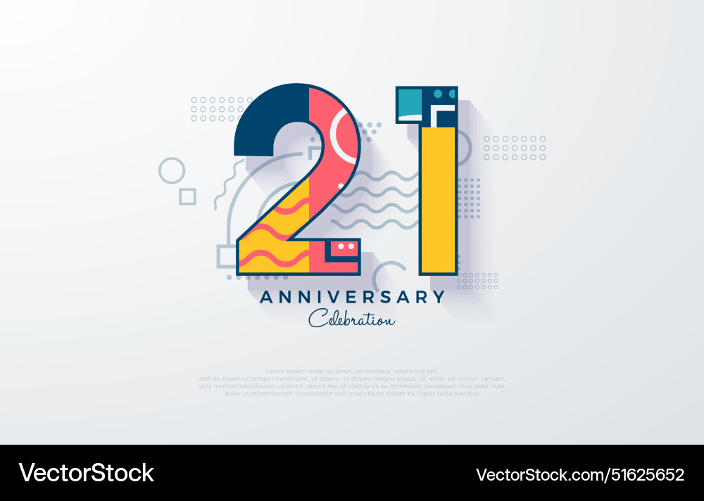 Colorful 21st anniversary design with modern and Vector Image