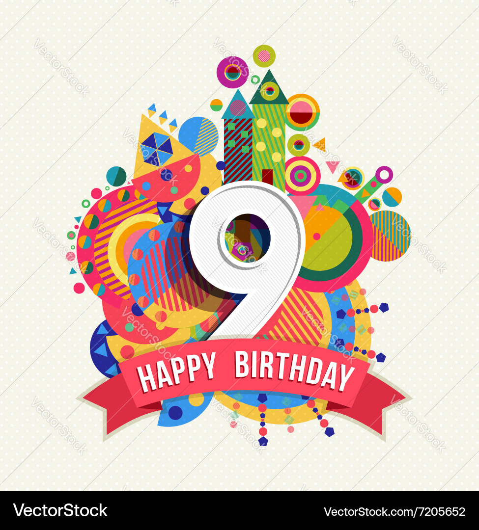 Colorful Birthday Number Poster Royalty Free Vector Image