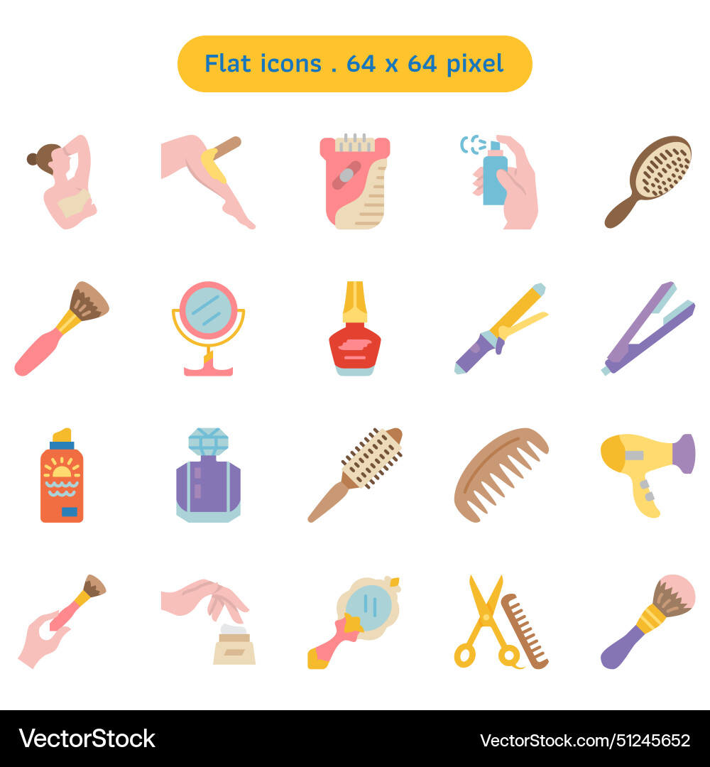 Cosmetic and makeup icon set in a flat style Vector Image