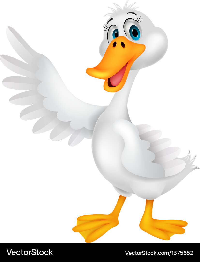 Cute duck cartoon waving Royalty Free Vector Image