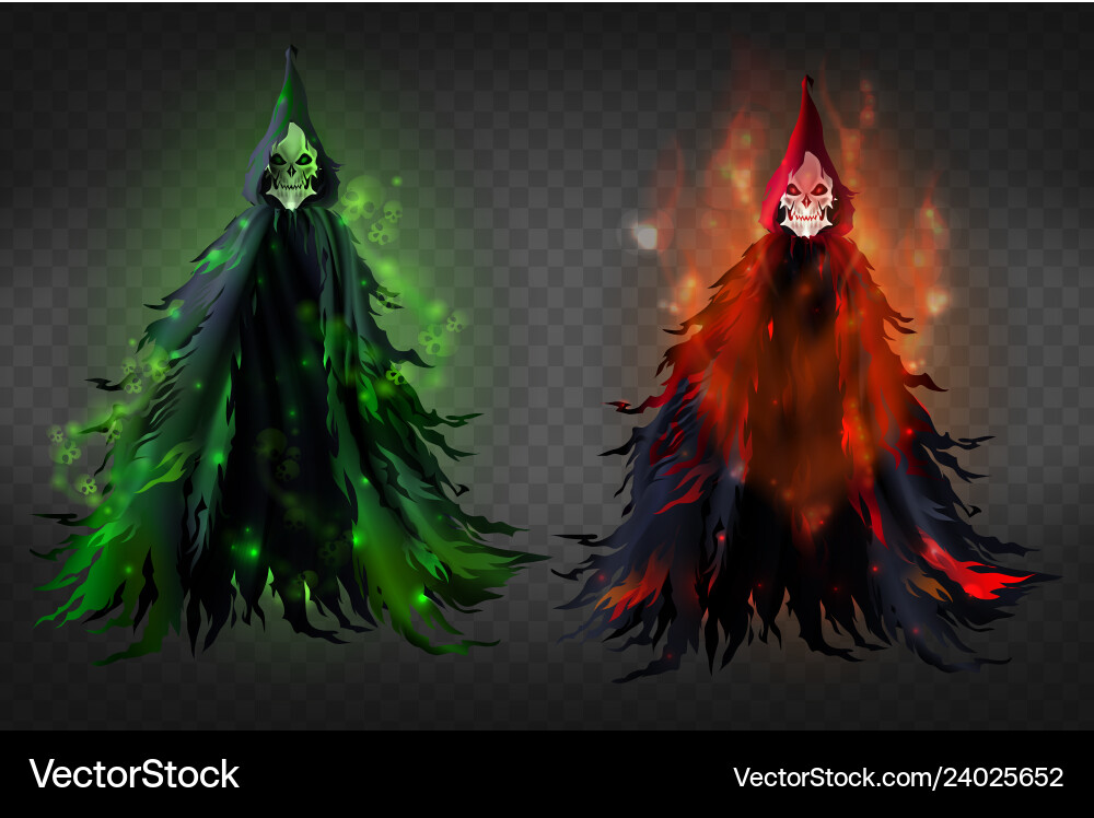 Death skeleton reaper in black hood Royalty Free Vector