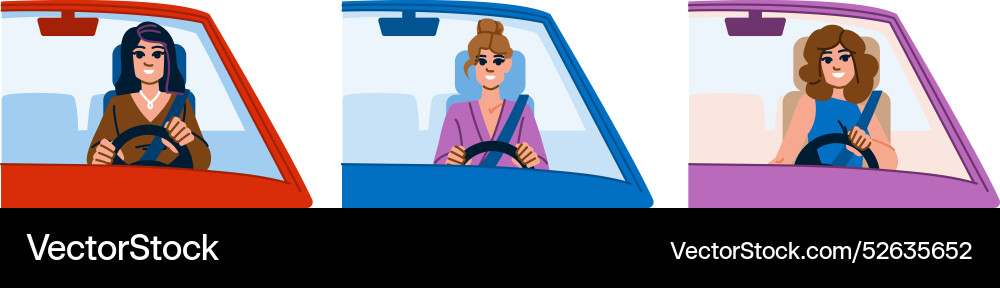 Drive driving car woman Royalty Free Vector Image