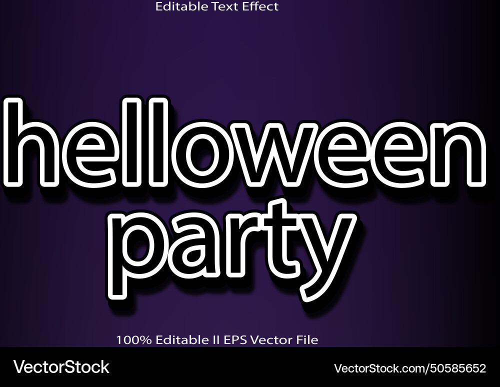 Halloween party editable text effect 3d emboss Vector Image
