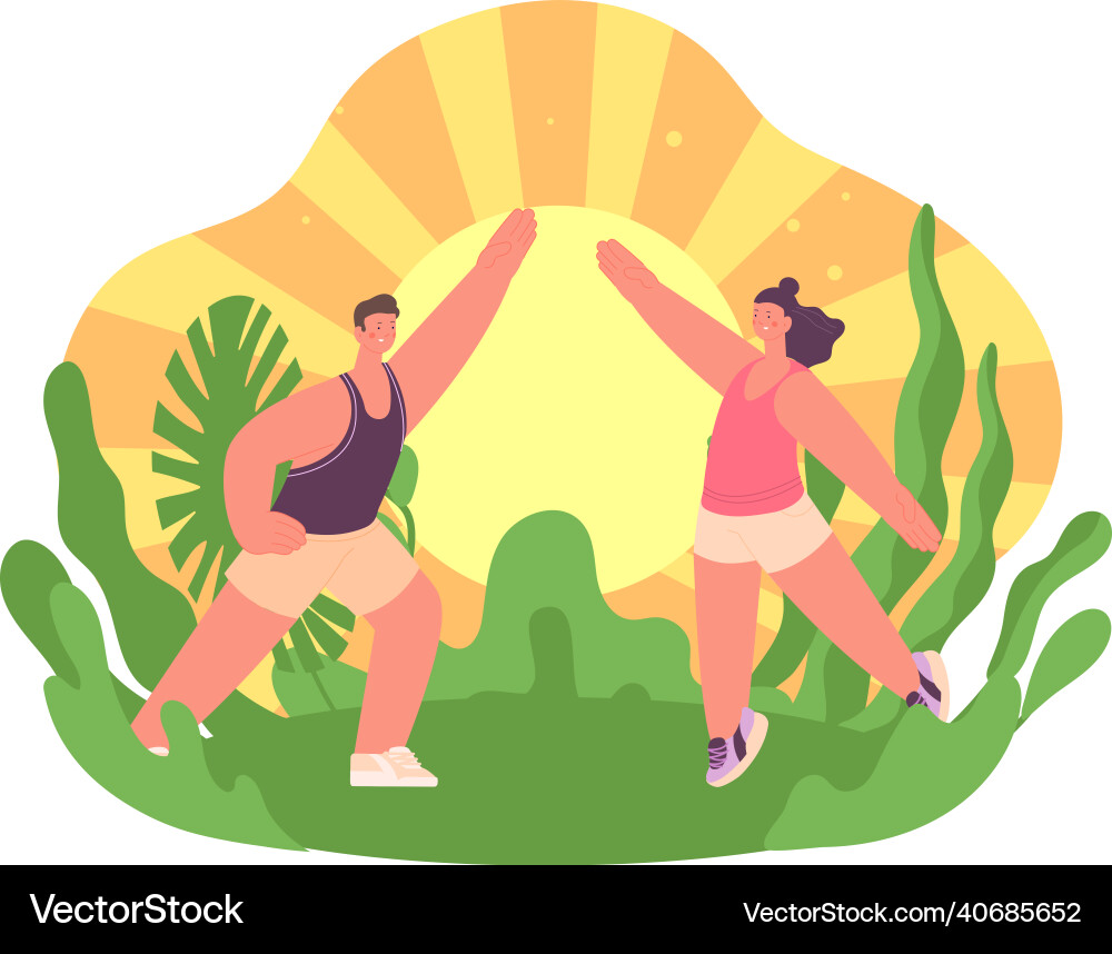 Morning training sport exercises happy day start Vector Image