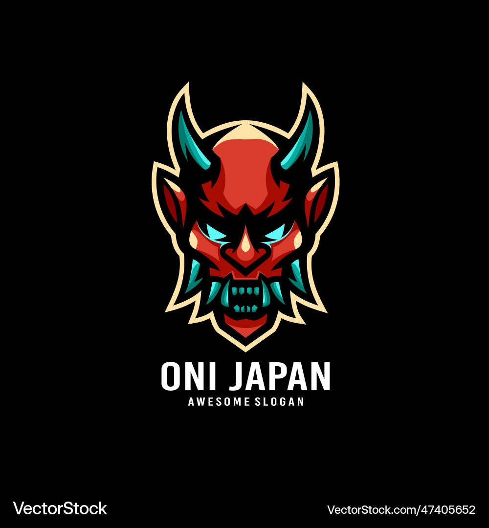 Oni mask japan mascot logo design Royalty Free Vector Image