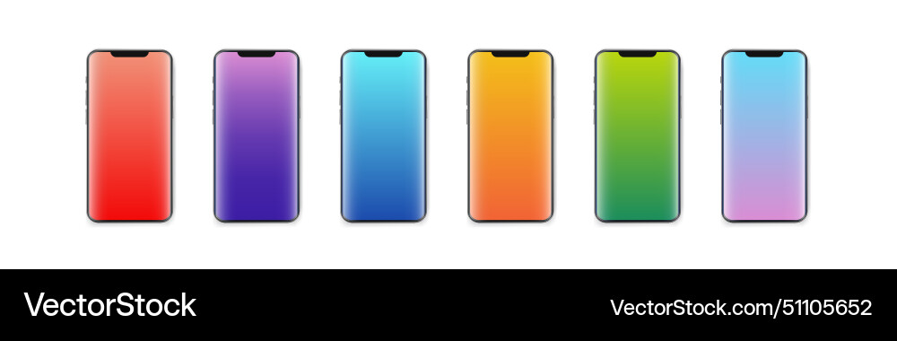 Realistic phone mockup set with different color Vector Image