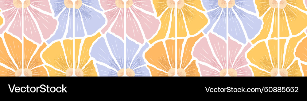 Seamless horizontal pattern with colorful flowers Vector Image