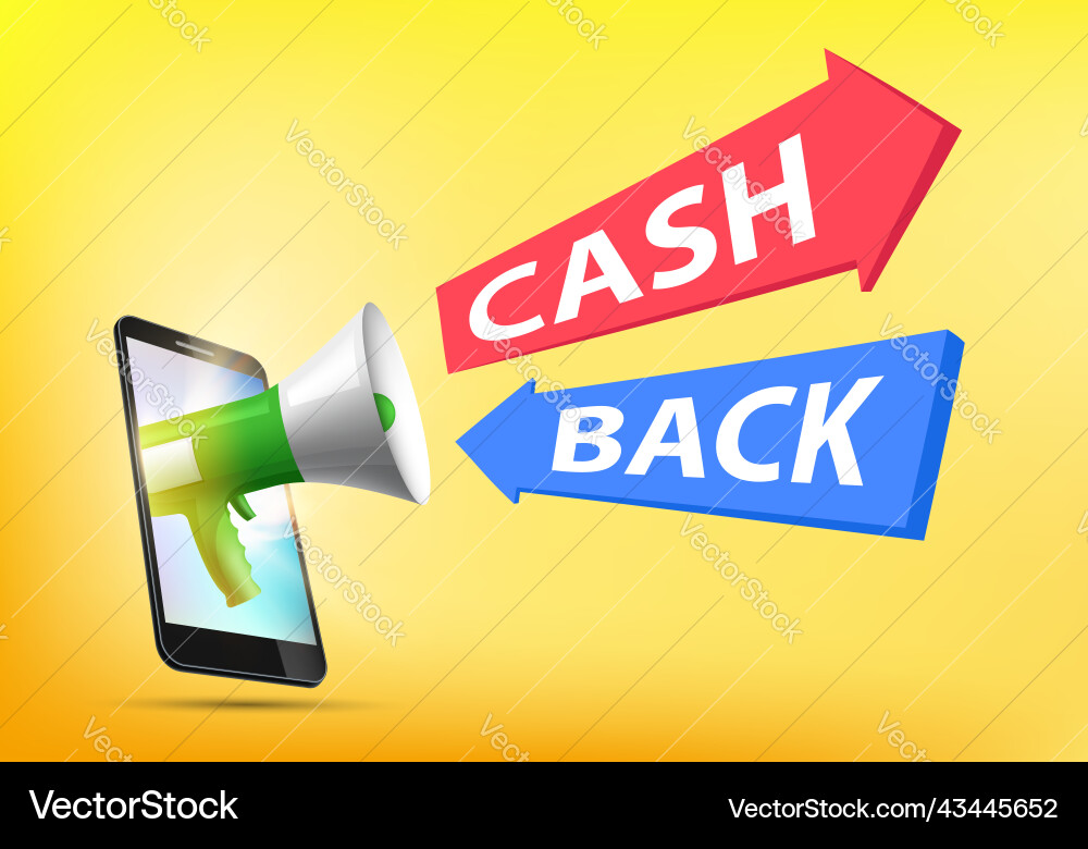 Smartphone screen with cashback labels Royalty Free Vector