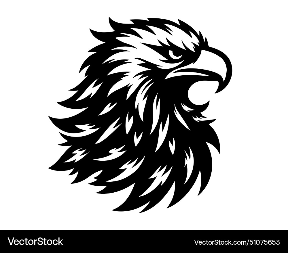 Black and white stylized eagle head silhouette Vector Image