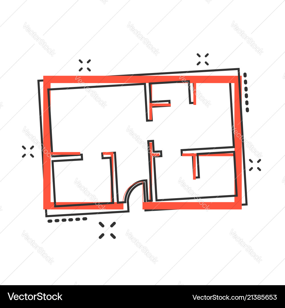 Cartoon house plan icon in comic style architect Vector Image