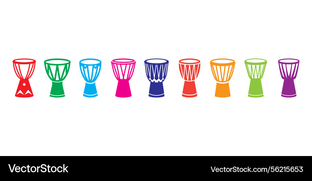 Djembe icons silhouette Royalty Free Vector Image