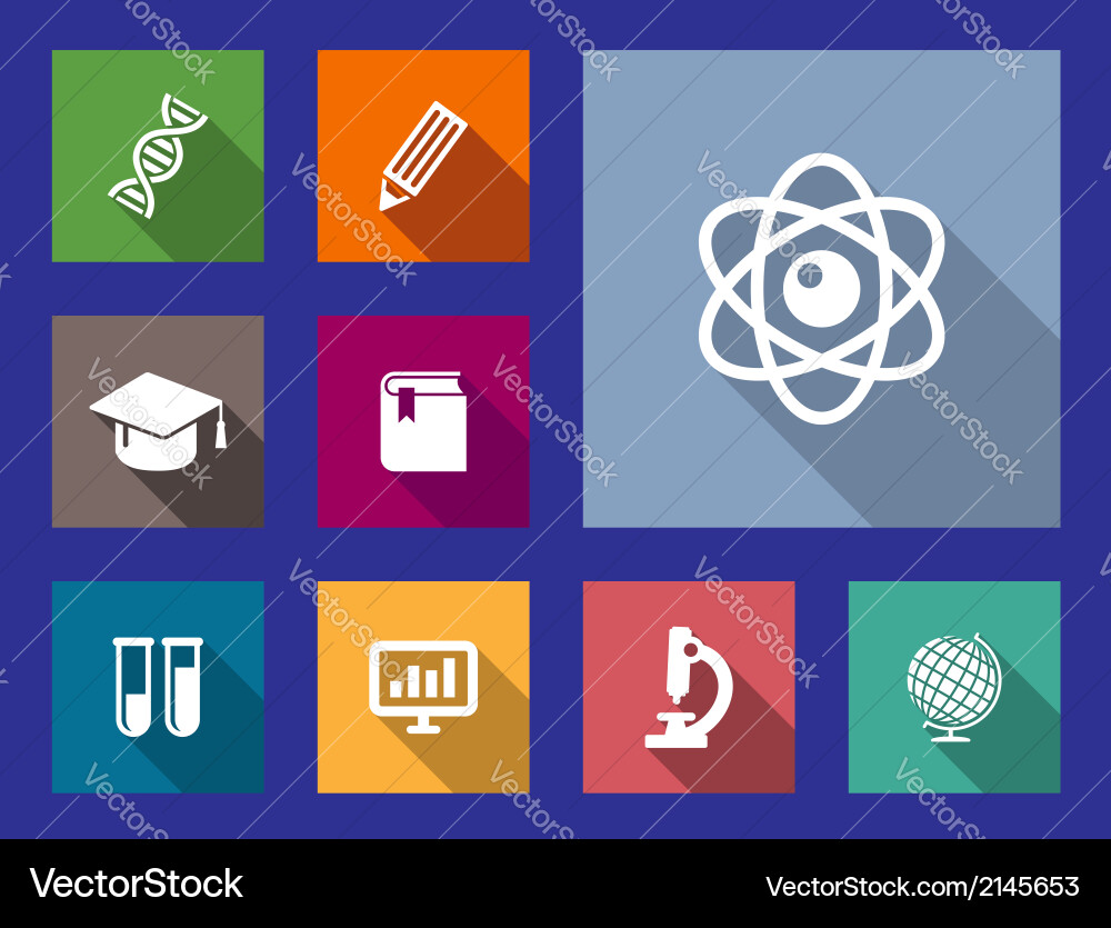 Flat Science & Education Icons Royalty Free Vector Image