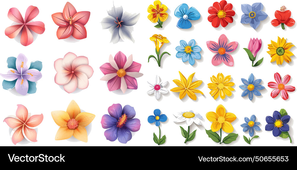 Flower set Royalty Free Vector Image - VectorStock