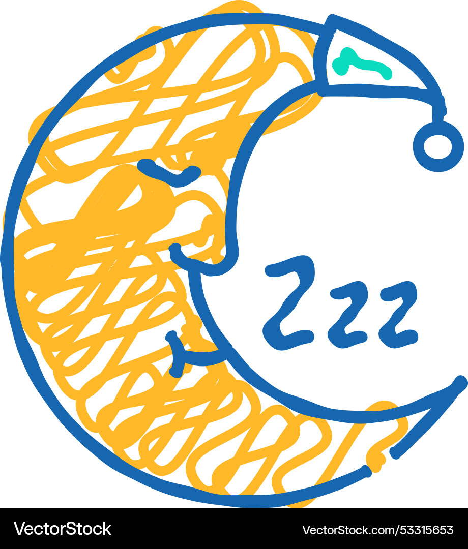 Moon sleeping icon doodle Royalty Free Vector Image