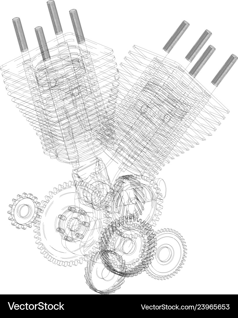 Motorcycle engine on a white Royalty Free Vector Image