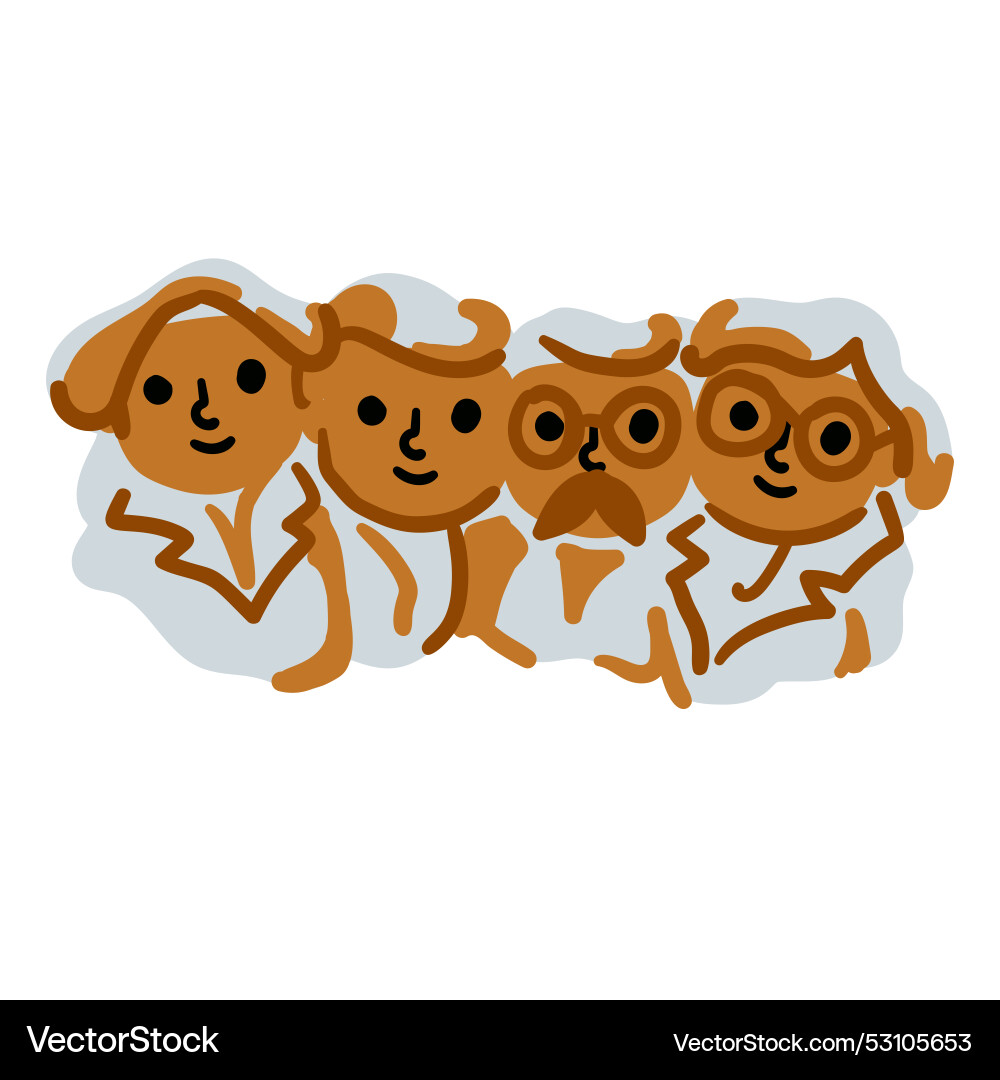 Mount rushmore cartoon mountain one Royalty Free Vector