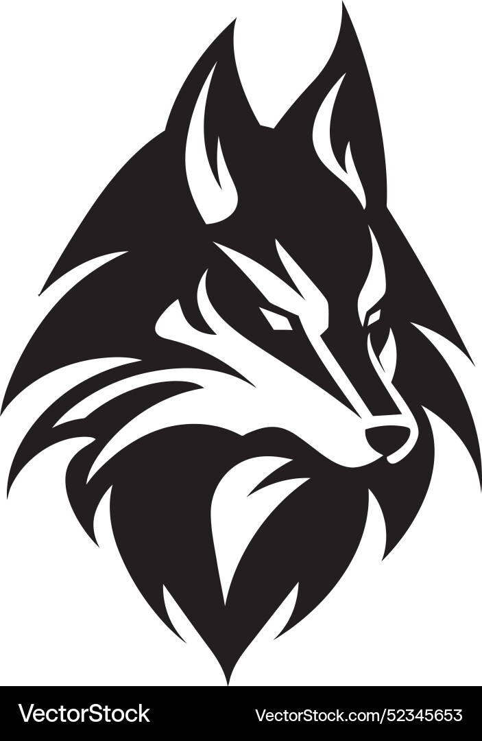 Mystic geometry wolf alpha black Royalty Free Vector Image