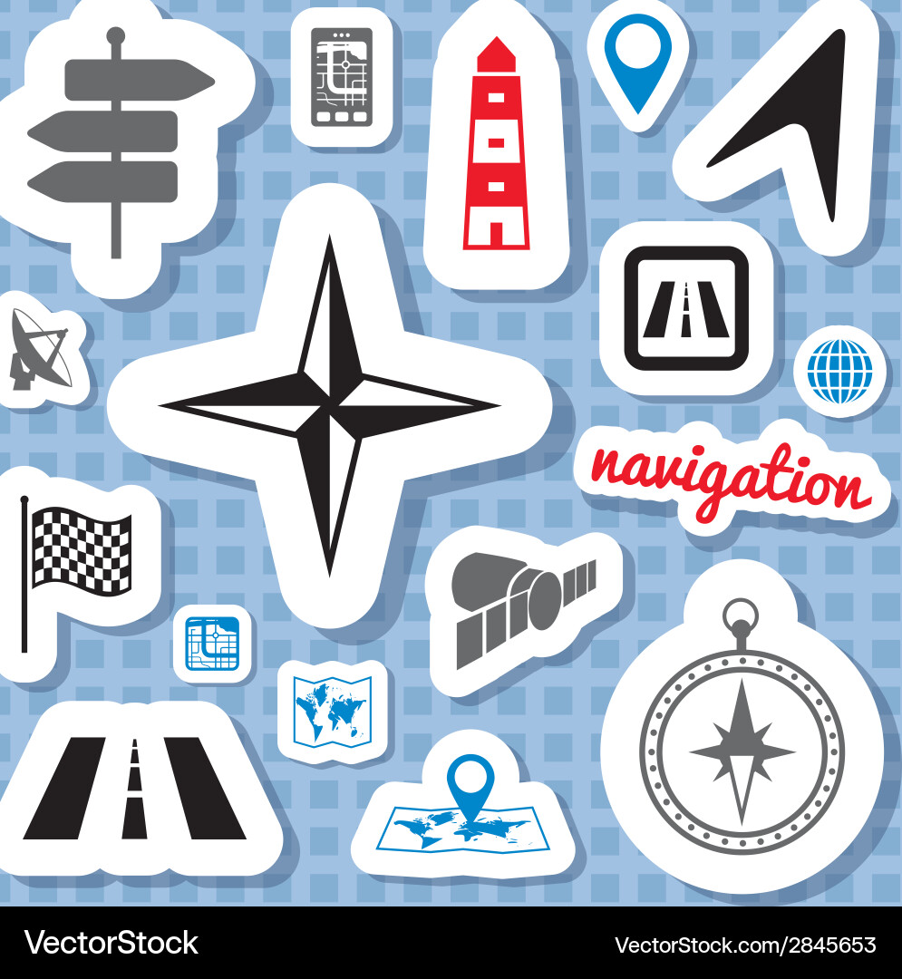 Navigation stickers Royalty Free Vector Image - VectorStock