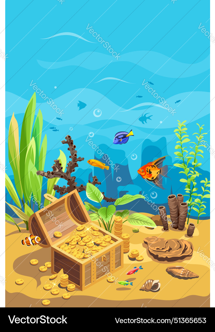Ocean world exotic seascape with fish Royalty Free Vector