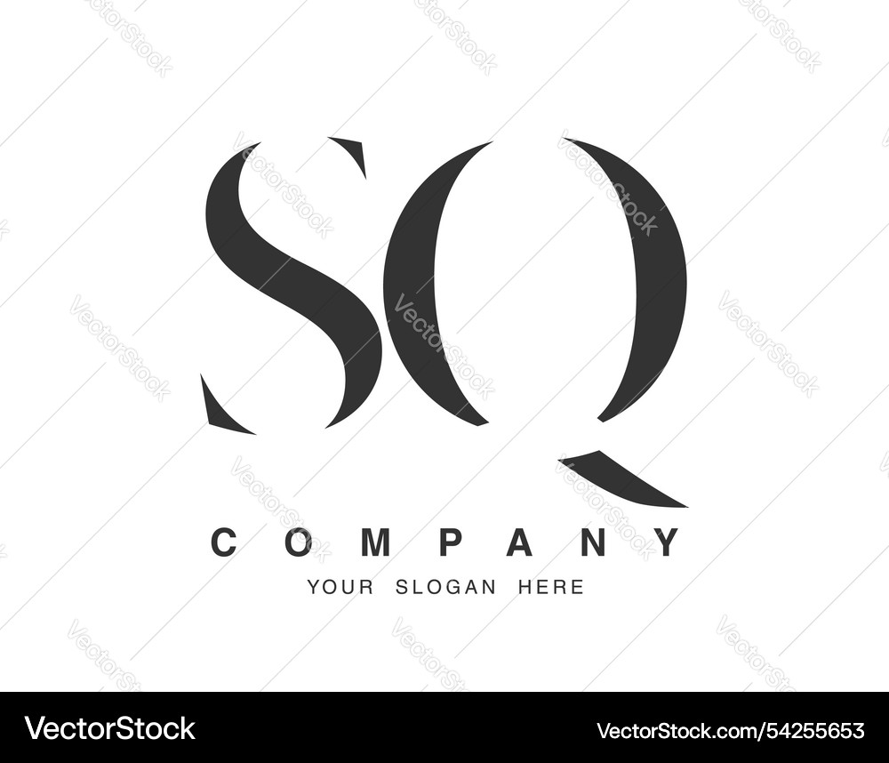 Sq logo design initial letter s and q serif font Vector Image