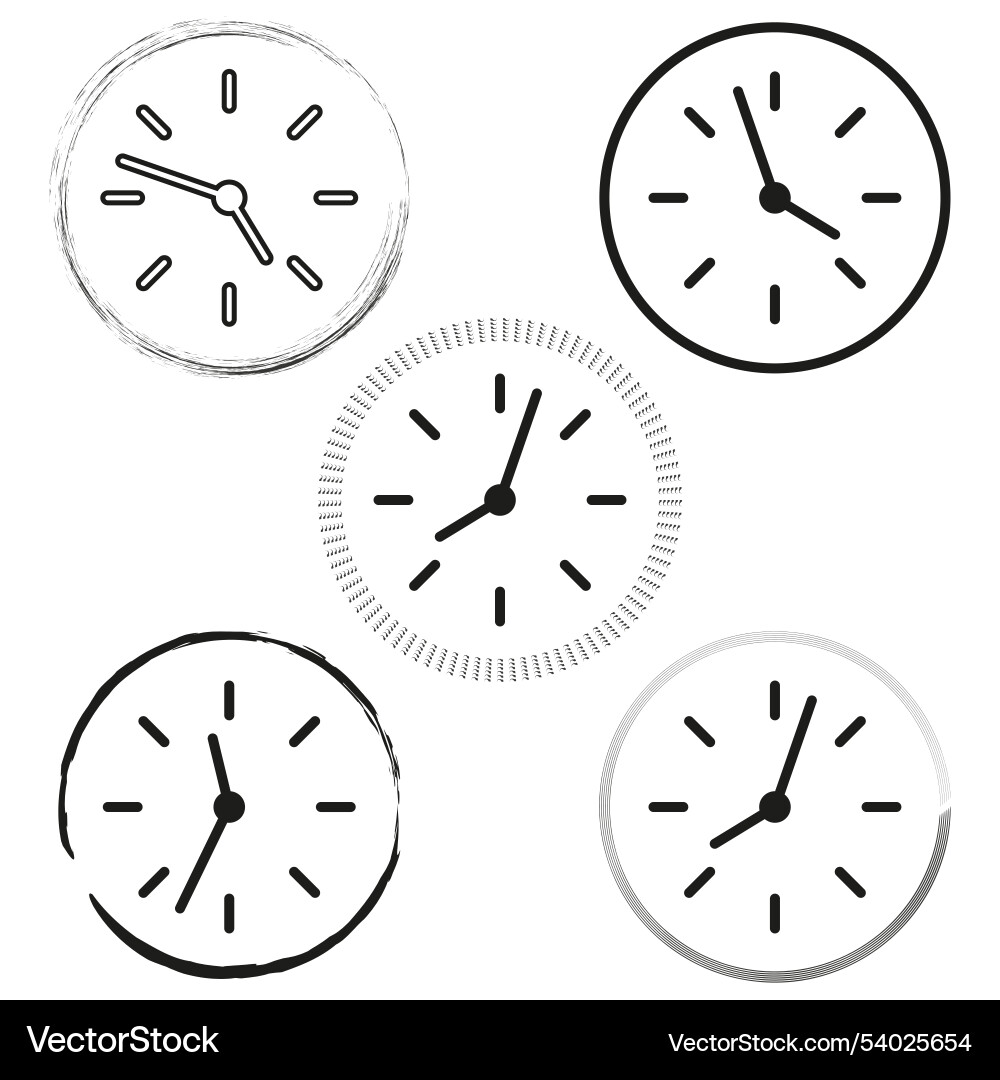 Clock face icons minimalist time symbols circular Vector Image