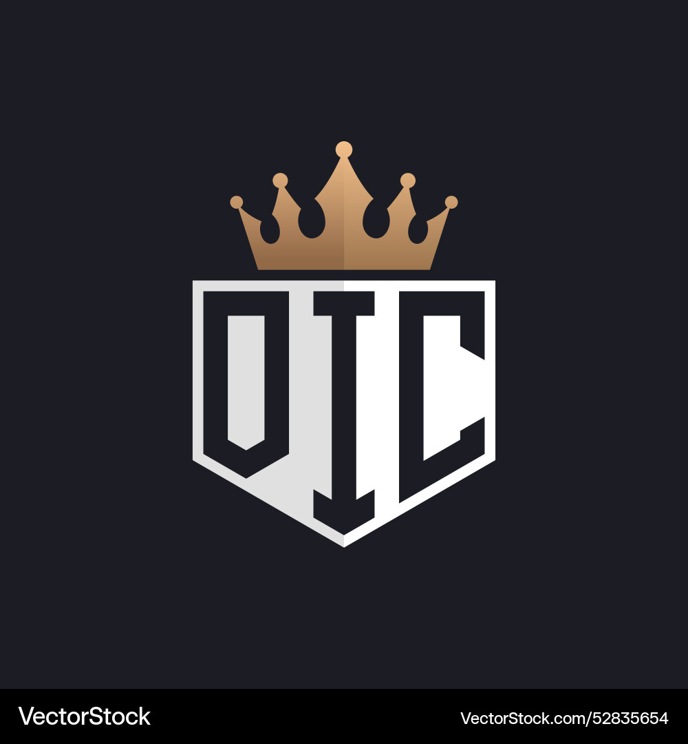 Luxury oic logo with crown elegant initials Vector Image