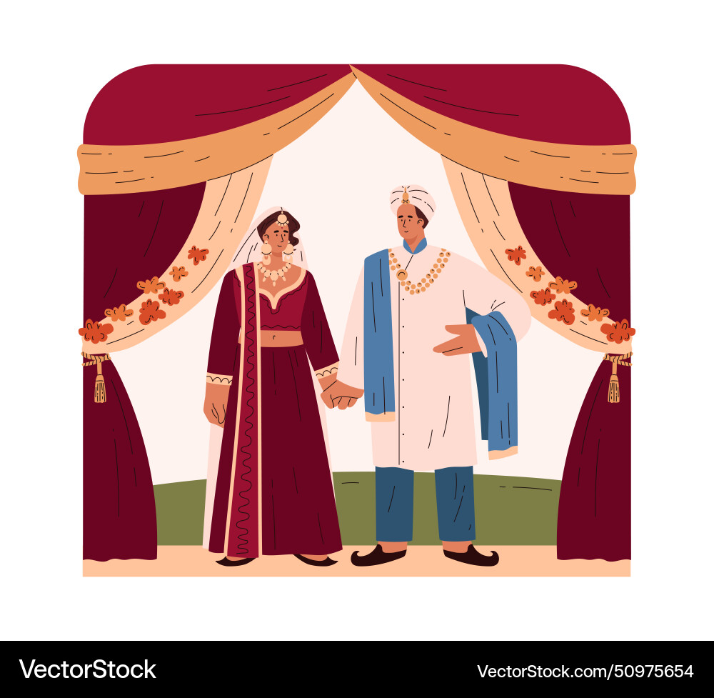Traditional indian wedding couple Royalty Free Vector Image