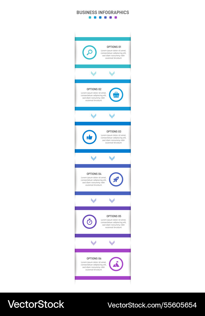 Vertical progress bar featuring 6 arrow-shaped Vector Image